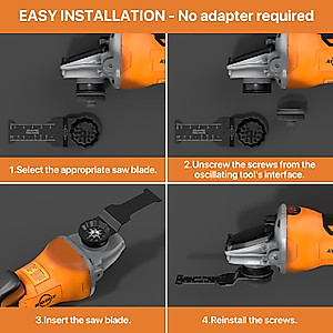 Oscillating Tool Blade Adapter-Free 2-sec Install 16PCS, Fast Smooth Cutting Multitool Blade - Strong Straight & Wavy Teeth, Oscillating Saw Blade for Wood Nails Metal, Fit Bosch Fein
