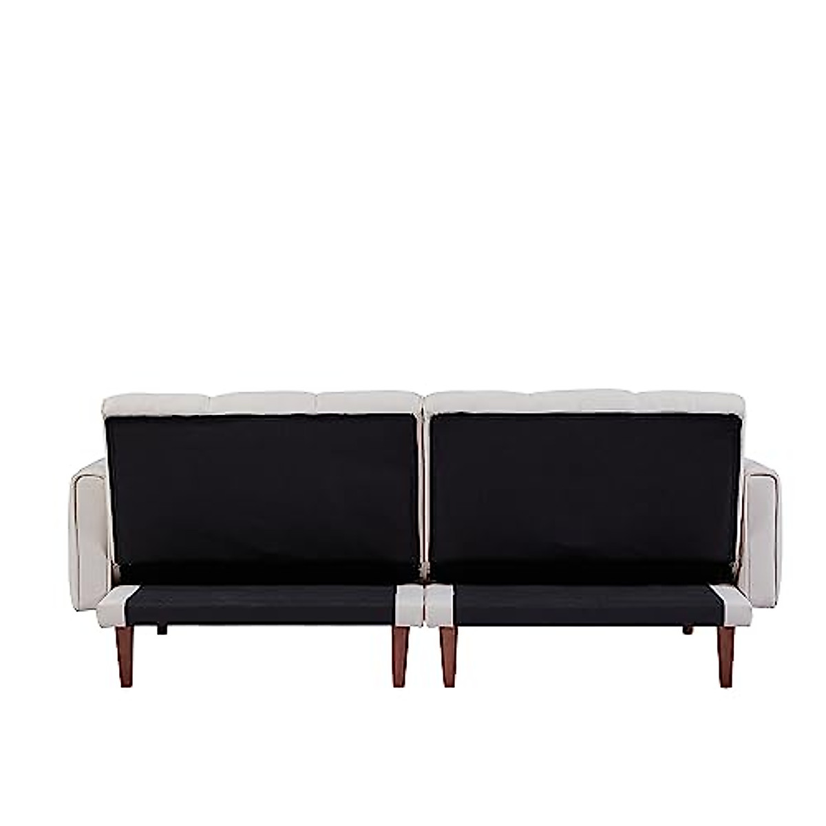 ERYE 3-in-1 Linen Upholstered Convertible Futon Sofabed Modern Oversized Functional Loveseat Sofa Convertible Sleeper Couch Bed with Split Reclining Backrest,2 Pillows and 8 Wood Legs for Living Room