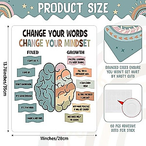 Pasimy 9 Pieces Mental Health Posters Rainbow Therapy Motivational Poster School Counselor Inspirational Posters Boho Positive Psychology Poster for Home School Counseling Office Classroom Decor