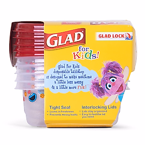 Glad for Kids Sesame Street GladWare Small Lunch Square Food Storage Containers with Lids | 9 oz Kids Food Containers with Sesame Street Design, 5 Count | Tight Seal Food Storage Containers for Food