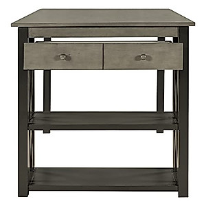 CKLMMC Rustic Wood Kitchen Dining Table Set with 2 Stools and Bench, 4-Piece Counter Height Storage Shelves Drawer, Perfect Choice for Small Places (Gray/2S+1B)