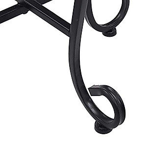 SecondBoy Set of 3 Size Outdoor Side Table Patio Table Garden Plant Stand Iron Frame Scroll Leg Round Top Mosaic Terracotta Ceramic