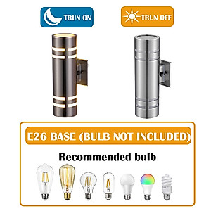 TENGXIN Outdoor Wall Light,Dusk to Dawn Modern Outdoor Wall Sconce with Stainless Steel Cylinder,Brushed Nickel Finsh Wall Mount Light,E26 Socket,IP65 Waterproof,UL Listed. ?Brushed Nickel ?