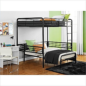 DHP Full Metal Loft Bed with Ladder, Space-Saving Design, Black