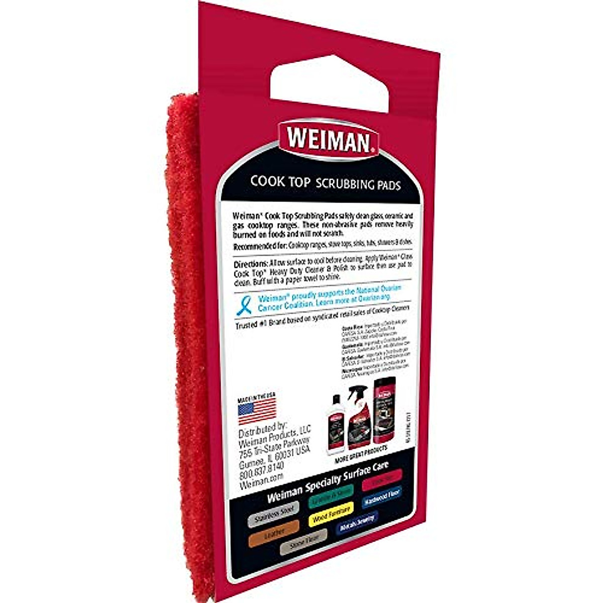 Weiman Cook Top Scrubbing Pads – Gently Clean and Remove Burned-on Food from All Smooth Top and Glass Cooktop Ranges, 3 reusable pads