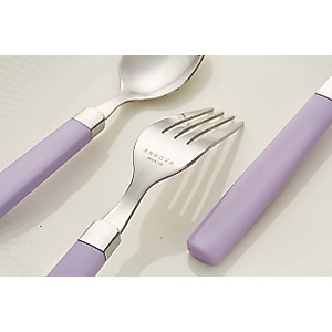 ANNOVA 20 Pieces Stainless Steel Flatware/Cutlery Set - Color Handles - 4 x Dinner Forks, 4 x Salad Forks, 4 x Dinner Knives, 4 x Dinner Spoons, 4 x Dessert Spoons - Service for 4 (Lilac, 20 Pieces)