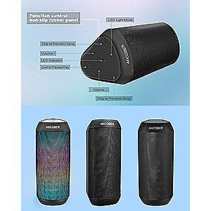 Wireless Bluetooth Speaker, Portable Speaker 15W Stereo Sound with Multi LED Light Dynamic Modes, IPX4 Waterproof Bluetooth Speakers, BT5.3, TWS Surround Pairing, Lightweight for Party Outdoor Camping