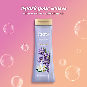 Caress Body Wash for Women, Jasmine & Lavender Oil, Relaxing Shower Gel to Rest & Unwind, 20 fl oz, 4 Pack