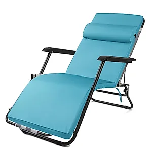 MABOZOO Outdoor Chaise Lounge Cushion with Adjustable Head Pillow,Waterproof & UV-Proof High Back Patio Chair Cushions,Patio Bench Cushion for Indoor Outdoor（Blue）