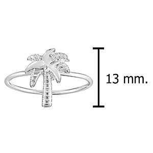 AeraVida Tropical Summer Coconut Palm Tree Charm .925 Sterling Silver Ring (7) | Minimalist Silver Tree Ring for Women | Fashion Jewelry