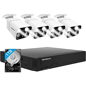 WESECUU Poe Security Camera System, 4K CCTV Camera Security System 4pcs IP Home Security Cameras Outdoor, 2-Way Talk, Human Detection, with 1TB HDD for 24-7 Recording Home Kits