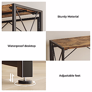 Homeiju Folding Desk, Small Foldable Desk 31.5" for Small Spaces, Portable Desk for Bedroom, Home Office, Small Folding Table for Camping, Traveling, Space Saving, Easy Assembly, Rustic Brown