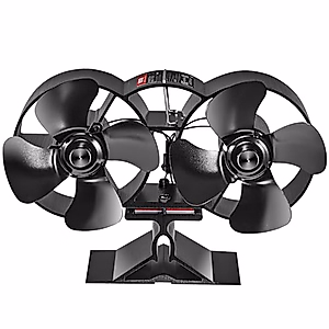 VEVOR Wood Stove Fan Heat Powered, 8 Blades Fireplace Fan Non-Electric, Quiet Thermoelectric Fan for Wood Burning Stove/Pellet/Log Burner, (with Accessories Magnetic Thermometer), Dual Motors