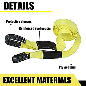 Aikosin 3 inch x 30 ft 100% Nylon Recovery Snatch Strap Heavy Duty (30,000lbs) Off Road Towing and Recovery Recovery Strap Winch Tree Saver Strap