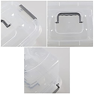 Pekky 5.5 Quart Plastic Latching Storage Bin with Handle, 6 Packs Small Stackable Container Box