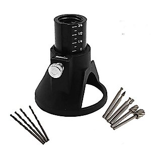 Rotary Multi Tool Cutting Guide Attachment Kit with 6pcs 1/8”(3mm) Shank HSS Routing Router Bits and 4pcs Twist Drill Bit for Rotary