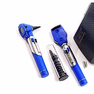 Premium Double Handle Otoscope Set -Otoscope/Great for School -Cynamed (BLUE)