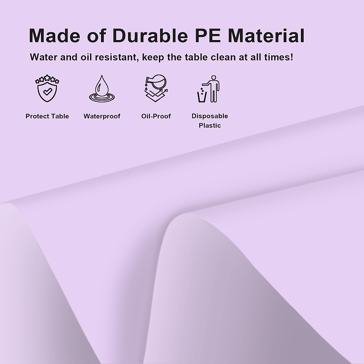 LIKAJON 3 Pack Disposable Light Purple Tablecloth, Rectangular Lavender Plastic Table Cloths for Parties Disposable, 54x108 in Waterproof Tablecloth for Birthday Party Baby Shower Picnic Valentines