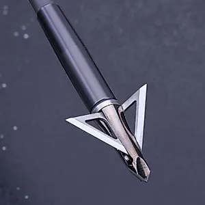 DEEPOWER 4-Pack Broadheads 100 Grain 3 Fixed Blade Broadheads 1+1/4' Inch Cut Diameter Carbon Steel Ferrule Arrow Broadhead for Crossbows and Compound Bow