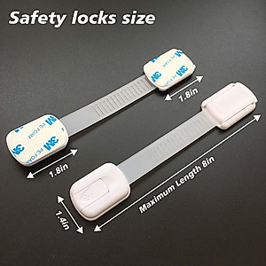 10 Pieces Adjustable Child Safety Lock, Baby Proofing Cabinet Lock, No Tools or Drilling, for Cabinets, Drawers, Appliances, Toilet Seat, Refrigerator, Oven, Window etc(7.5X1.4 Inch) White.