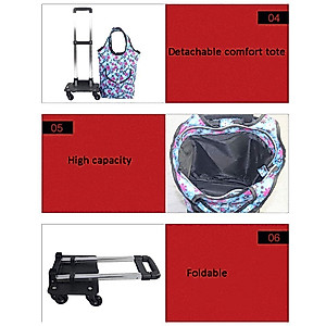 Shopping Trolley on Wheels Multi Function Shopping Cart Telescopic Folding Aluminum Alloy Universal Wheel Bag Waterproof Fabric Capacity Increased Storage Hand Trucks,Multi Colored-Blue ,S