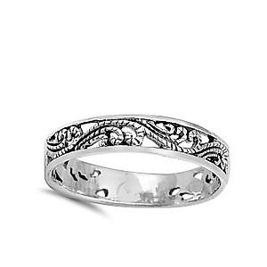 Filigree Cutout Fashion Stackable Ring New .925 Sterling Silver Band Size 8