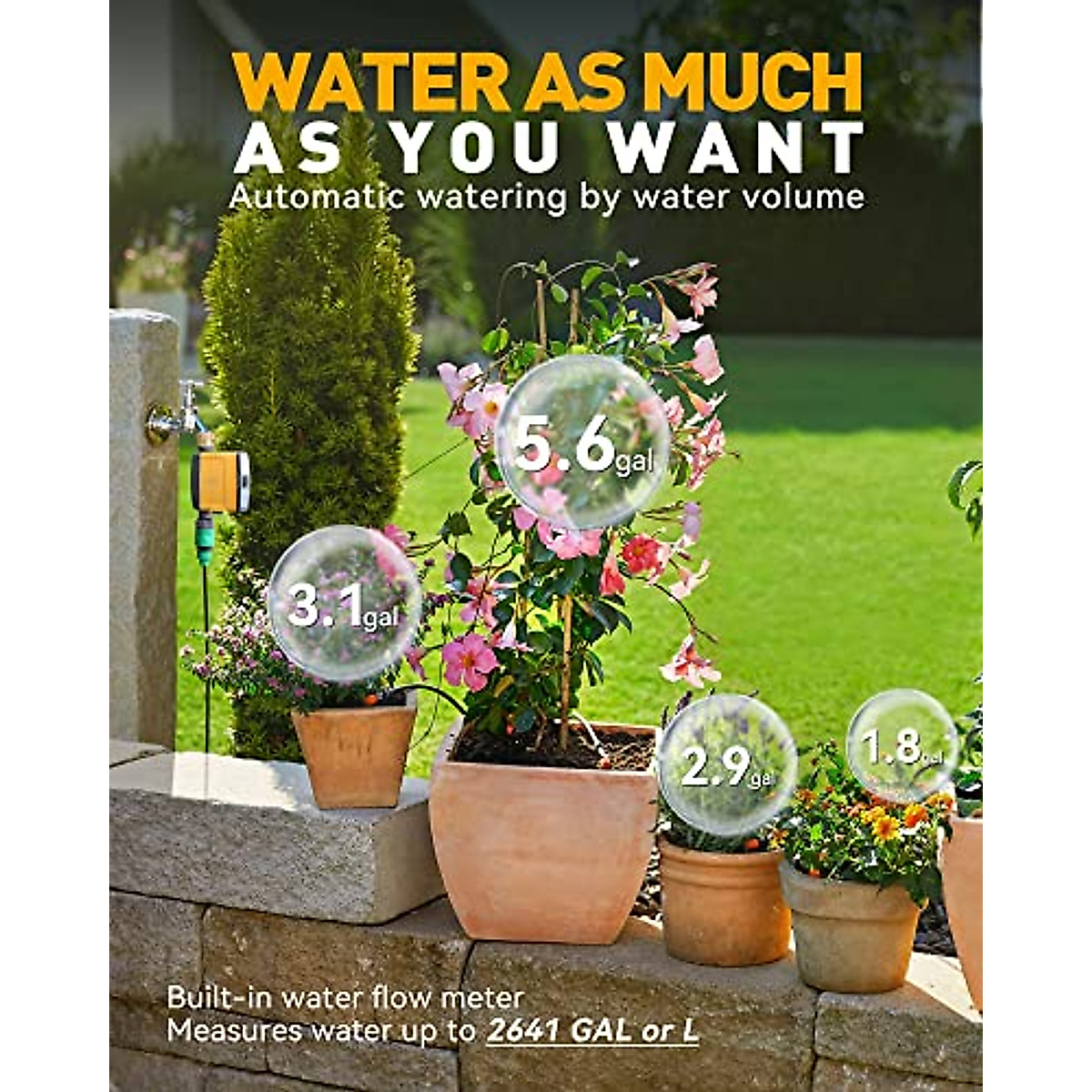 RAINPOINT WiFi Water Timer, Smart Sprinkler Timer Hose Timer WiFi Irrigation Controller, Wireless Watering System Valve, APP & Voice Control, Weather-Based Automatic Rain Delay, Brass Inlet