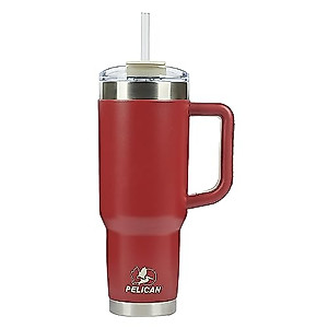 Pelican Hydration Pelican Porter™ 40 oz Vacuum Insulated Tumbler - Recycled Stainless Steel Double Wall Travel with Dual Lid, Powder Coated Insulated Coffee Mug For Hot Cold Drinks, Brick