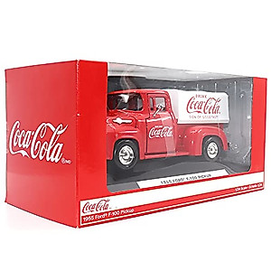 Motor city classics | Coca-Cola 1955 Ford F-100 with Tarpaulin | 1:24 Scale Model Diecast Collectible | 424050