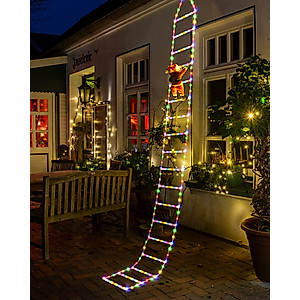 Toodour LED Christmas Lights - 10ft Christmas Decorative Ladder Lights with Santa Claus, Christmas Decorations Lights for Indoor Outdoor, Window, Garden, Home, Wall, Xmas Tree Decor (Multicolor)
