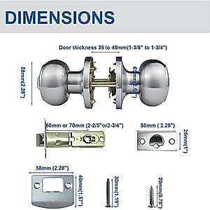 Comfhouse 5 Pack Stainless Steel Ball Entry Door Knob, Keyed-Alike Satin Nickel Entrance Door Knob,Interior/Exterior Door Knob with Lock For Bedroom Bathroom, Front Entry Door Knobs with Lock Same Key