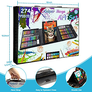 Florarich Art Supplies Set for Kids, 274 PCS Drawing Art Kits for Kids 6-9-12 Girls Boys, Double Sided Trifold Easel, with Oil Pastels, Crayons, Colored Pencils, Sketch Pad