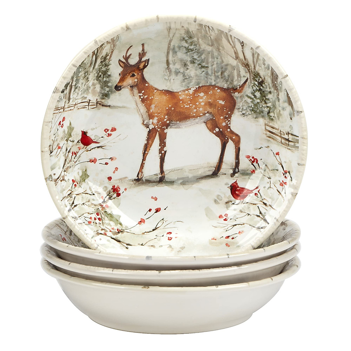 Certified International Winter's Walk 9" Soup/Cereal Bowls, Set of 4