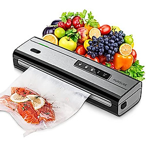 HUMSURE Vacuum Sealer Machine, Manual Food Vacuum Sealer & Powerful Automatic with Strong Suction & Easy Operation, Compact & Multipurpose Sous Vide Vacuum Sealer for Long-Lasting Food Preservation (black)