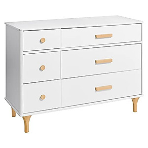 Babyletto Lolly 6-Drawer Assembled Double Dresser in White and Natural, Greenguard Gold Certified