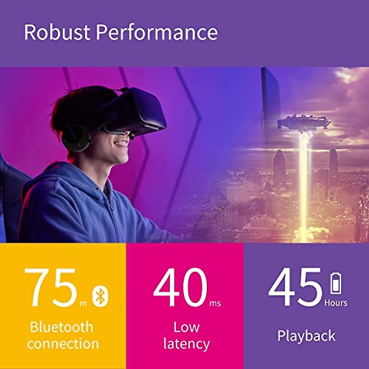 OPUXT Alcatel-Lucent Wireless Headset with Microphone - Stereo Headphones with Active Noise Canceling (ANC) - Connect PC/Mac/Mobile via Bluetooth -Works w/Teams, Zoom & More-MS/UC Compatibility