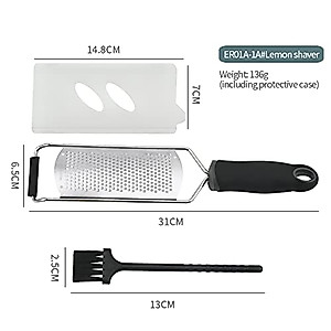 Cheese Grater and Lemon Zester, Ginger Garlic Grater with Wide Stainless Steel Blade, Kitchen Tools and Gadgets for Chocolate, Vegetables, Orange, Citrus, with Protective Cover and Cleaning