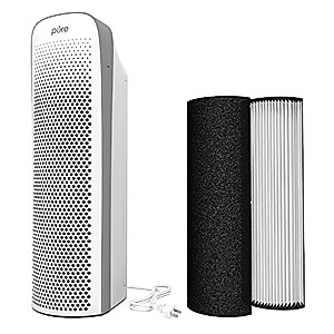 Pure Enrichment® PureZone™ Elite True HEPA Large Room Tower Air Purifier Bundle, Air Quality Monitor, 4 Stage Filtration and UV-C Light, Helps Destroy Bacteria, Smoke, Pollen & Dust