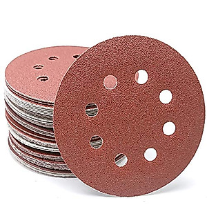 35 Pcs Sanding Discs, 5 Inch Hook and Loop Sandpaper Set 8 Hole Sanding Discs 7 Grades Include 60, 80, 100, 120, 150, 180, 240 Assorted Grit Sand Paper for Random Orbital Sander