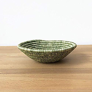 Small African Basket: Musebeya/Rwanda Basket/Woven Bowl/Sisal & Sweetgrass Basket/Green, Citron