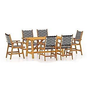 Camerina 7 Piece Patio Dining Set Outdoor Dining Table Set Patio Table and Chairs Set Outdoor Patio Dining Set Solid Acacia Wood 3087125