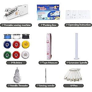 WZHHPIDN Handheld Sewing Machine,Mini Sewing Machine for Quick Stitching,Portable Sewing Machine Suitable for Home,Travel and DIY,Electric Handheld Sewing Machine for Beginners,White