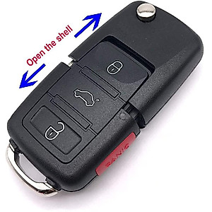 4 Buttons Folding Flip Replacement Key Fob Cover Case fit for VW Volkswagen Jetta Passat Golf Beetle Rabbit GTI CC EOS Keyless Entry Key Fob