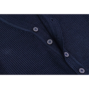 Lilax Baby Boys Basic Long Sleeve V-Neck Classic Knit Cardigan Sweater 12-18 Months Navy