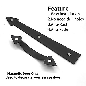 skysen Magnetic Garage Door Decorative Faux Hinges Handles Accents Hardware Kit Black(cxckls)