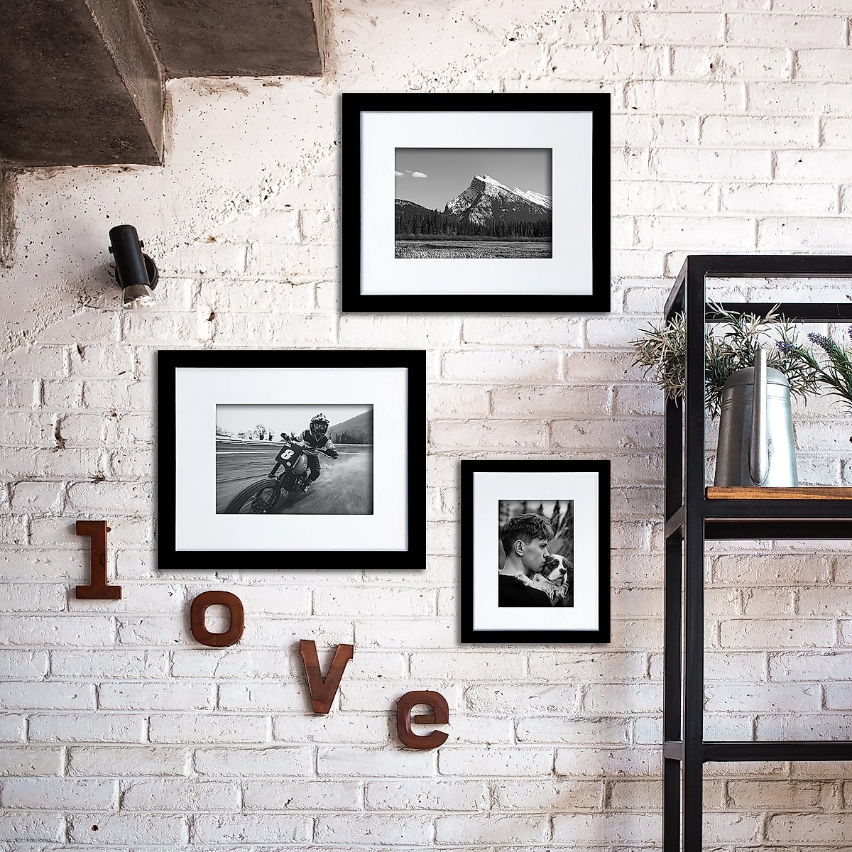 Wiscet 8x10 Picture Frame Set of 3, Display Pictures 5x7 with Mat or 8 x 10 Without Mat, Photo Frame for Wall Mounting or Tabletop Display, Black