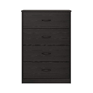 Ameriwood Home Everly Tall 4-Drawer Dresser, Black Oak