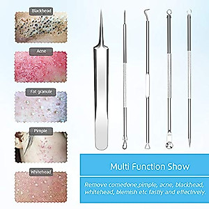 Best Blackhead Remover, Blackheads Blemish Removing, Acne Whitehead Removal Kit, Pimple Comedone Extractor Tool, Popper Pimples Treatment, with Tweezers, Risk Free for Face Forehead Nose