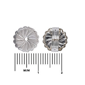 Sterling Silver and 14K Gold Filled Large Swirl Earring Backs Ear Nuts | 9.2 x 9.4 mm | Made in USA (Sterling Silver, 8 Pieces)