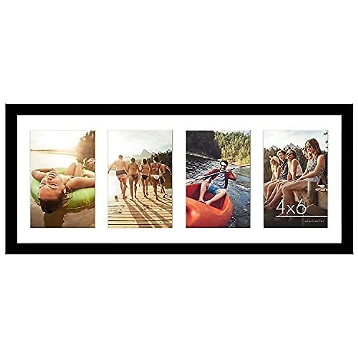 Americanflat 8x20 Collage Picture Frame in Black - Displays Four 4x6 Frame Openings - Engineered Wood Picture Frame with Shatter Resistant Glass, and Includes Hanging Hardware for Wall